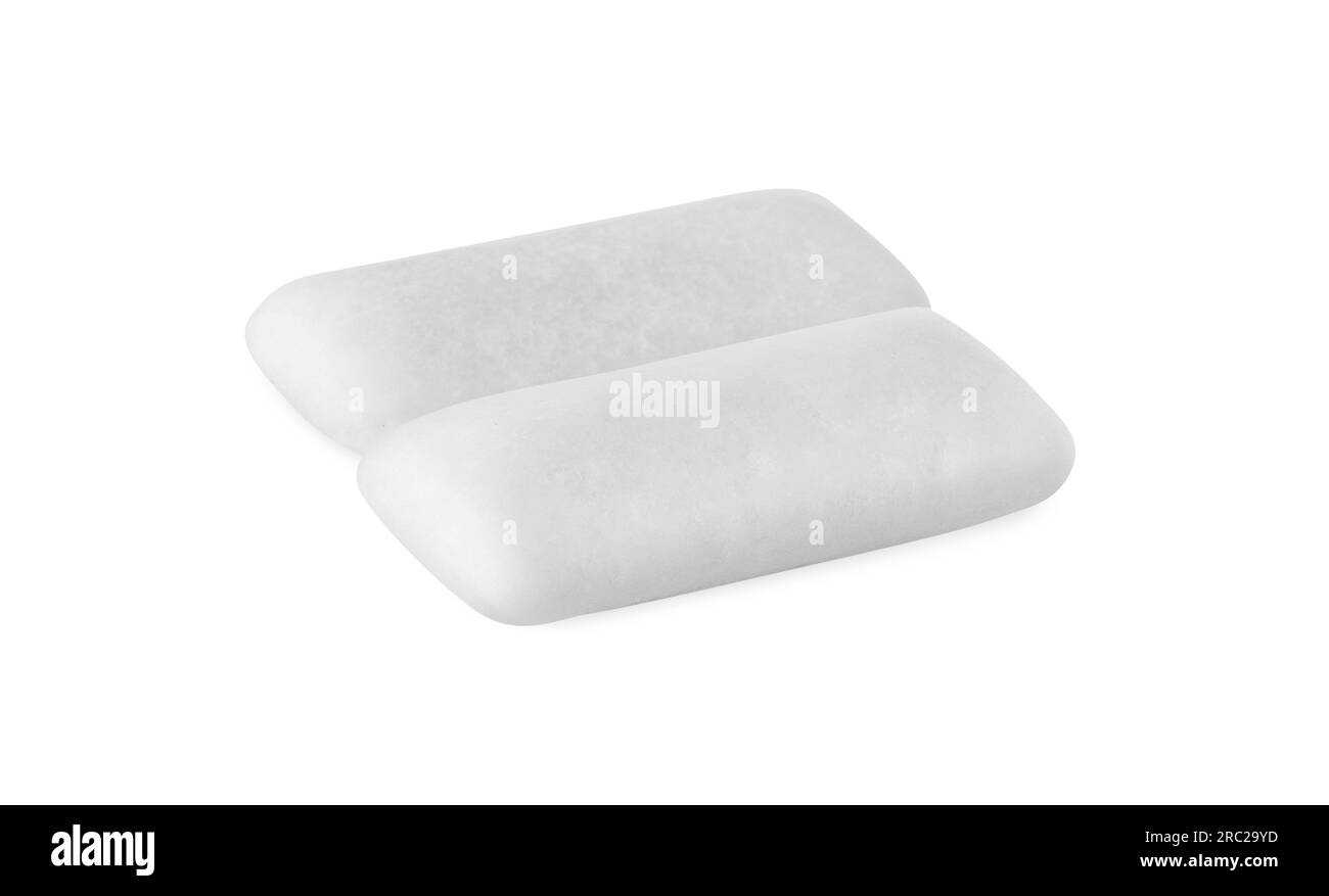 Two tasty chewing gums on white background Stock Photo - Alamy