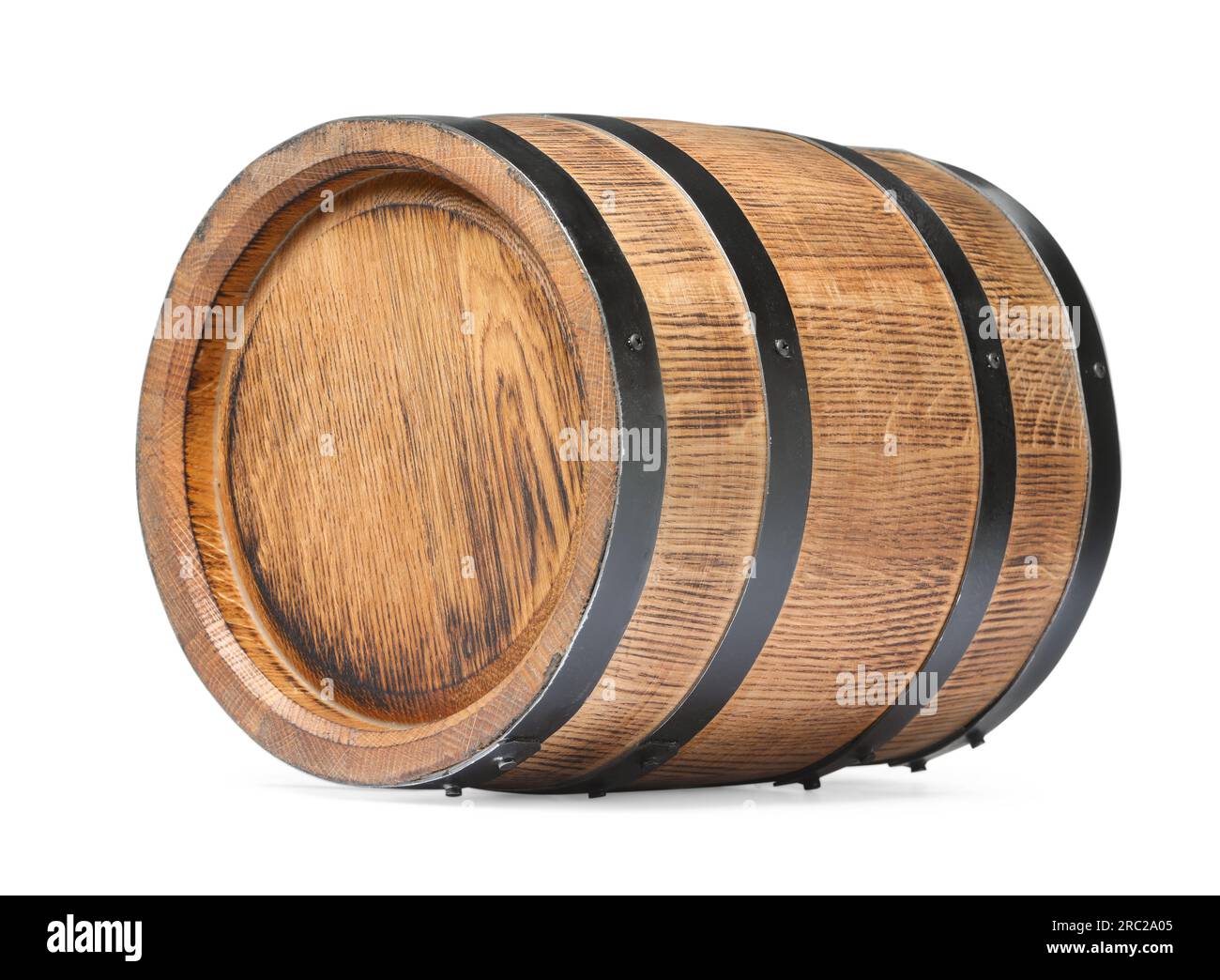 One traditional wooden barrel isolated on white Stock Photo - Alamy