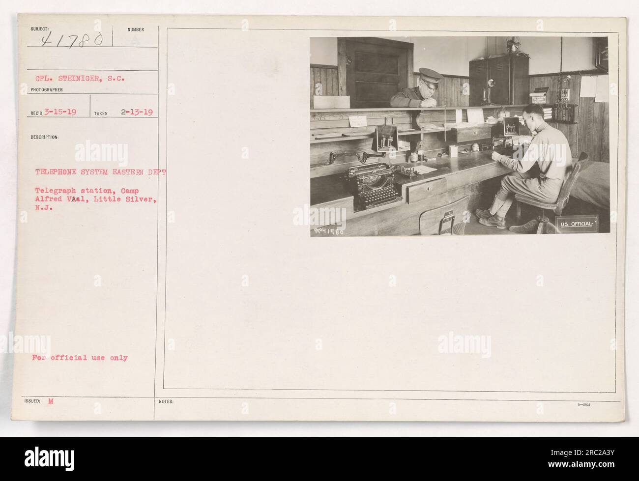 American soldiers communicating via telegraph at a telegraph station in ...