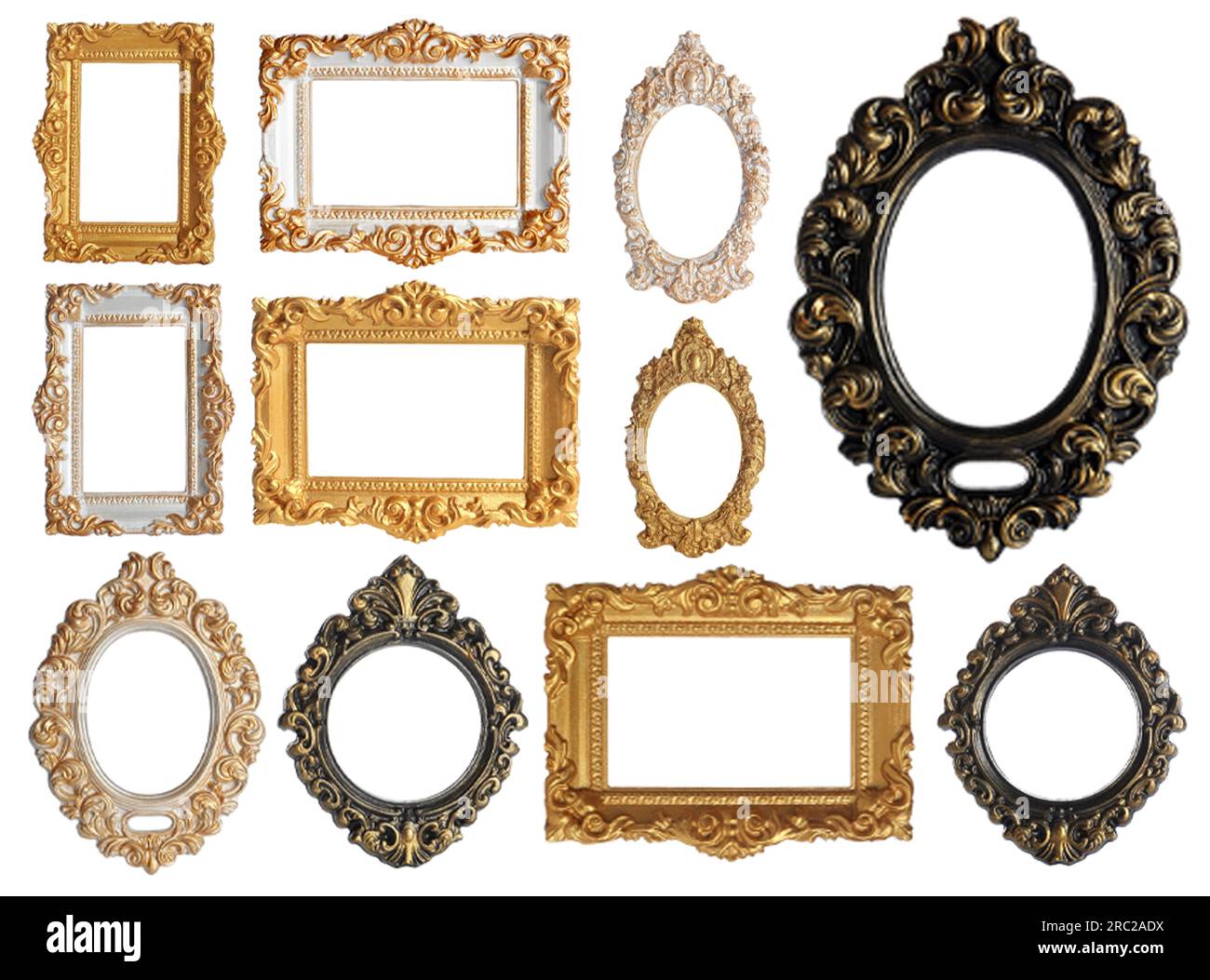 Set of different old fashioned frames on white background Stock Photo ...