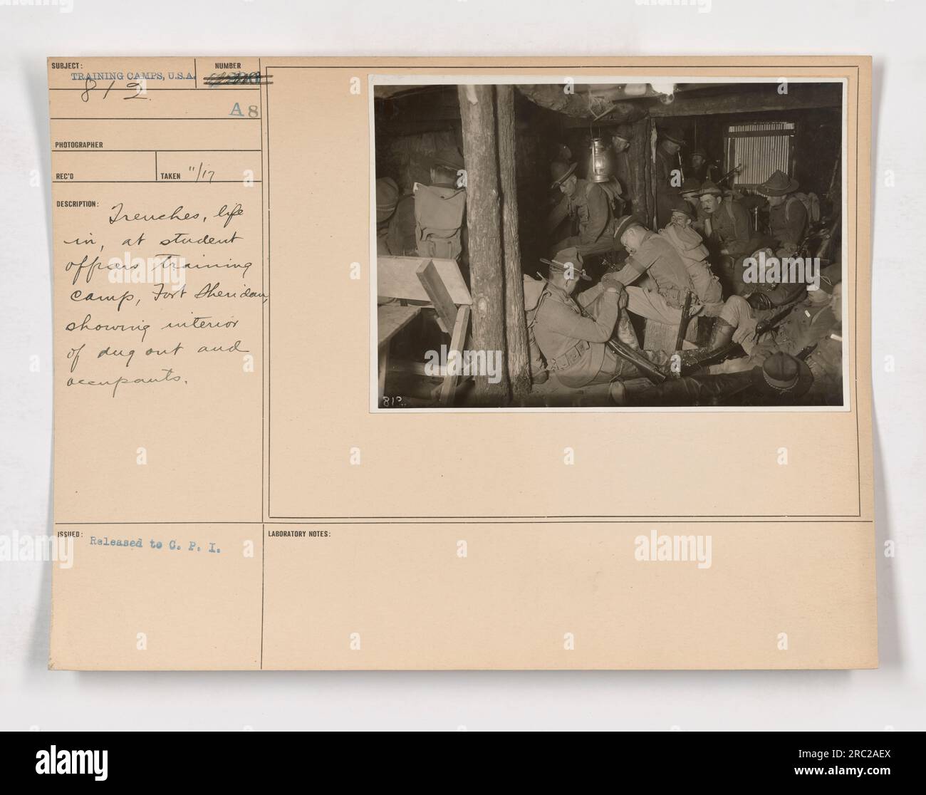 Interior view of a dugout at the student officers' training camp in ...