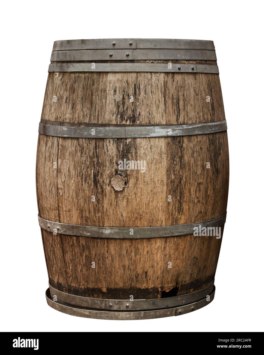 One wooden barrel with metal hoops isolated on white Stock Photo - Alamy