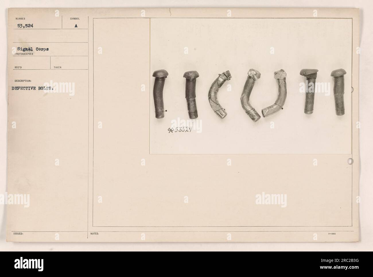 Caption: "Image features a close-up view of defective bolts marked with ...