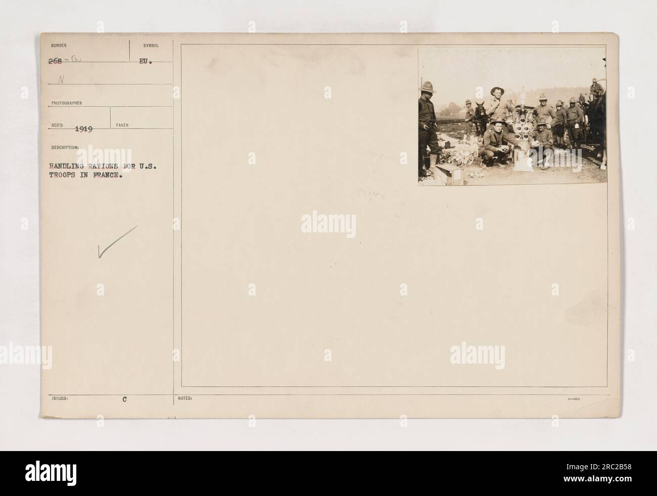 Soldiers of the United States Army in France handling rations for ...