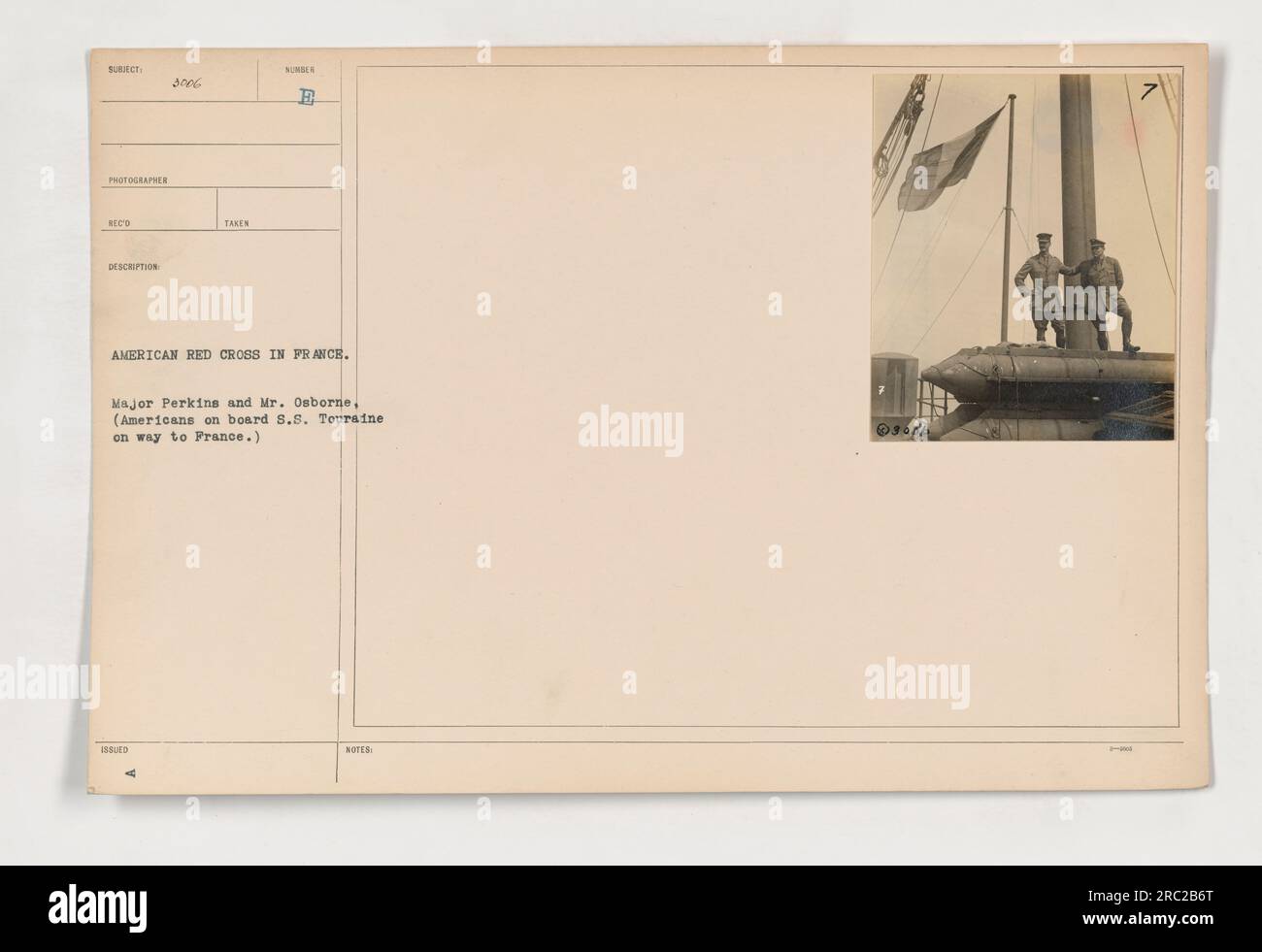 American Red Cross members Major Perkins and Mr. Osborne onboard S.S ...