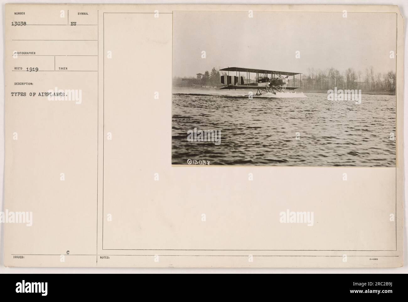 "Photograph showing a group of different types of airplanes during ...