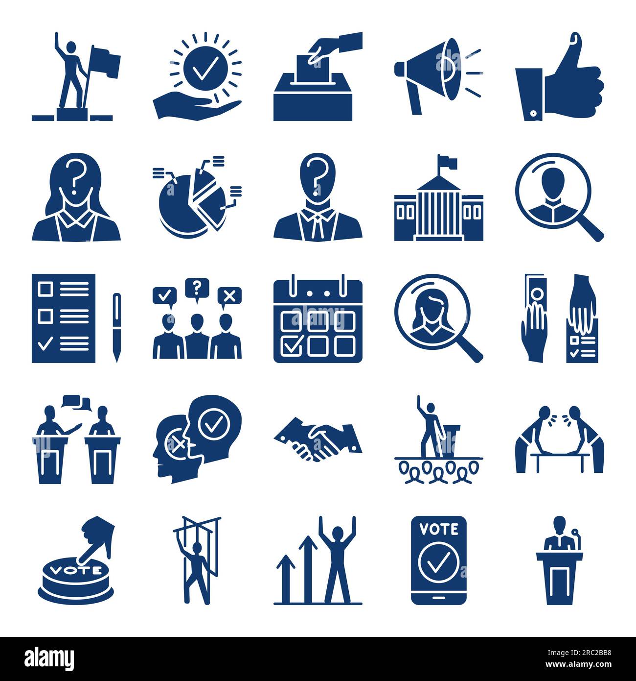 Politics icon set in glyph style. Government and voting symbols. Vector ...