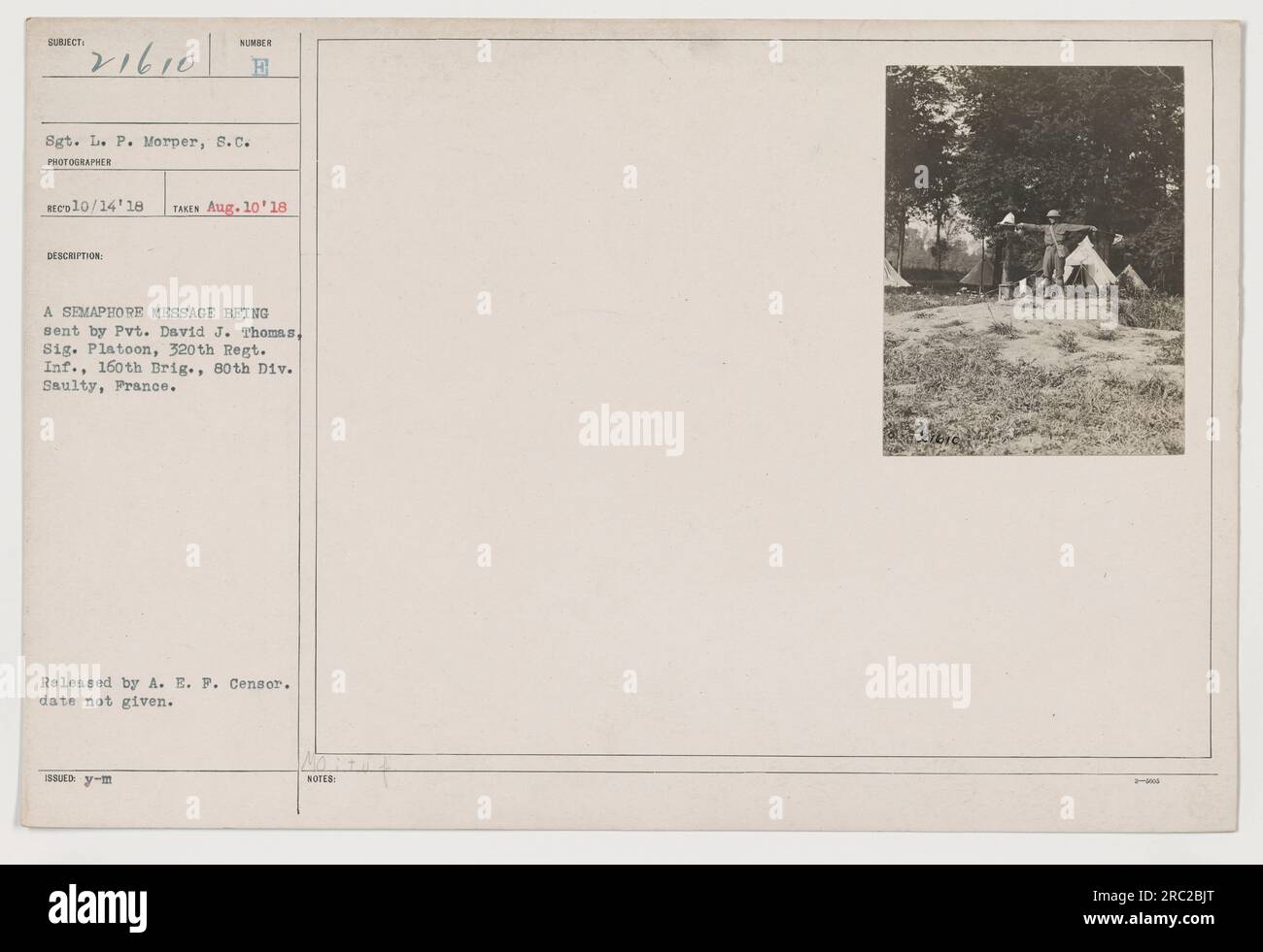 Pvt. David J. Thomas, from the Signal Platoon of the 320th Regiment of ...