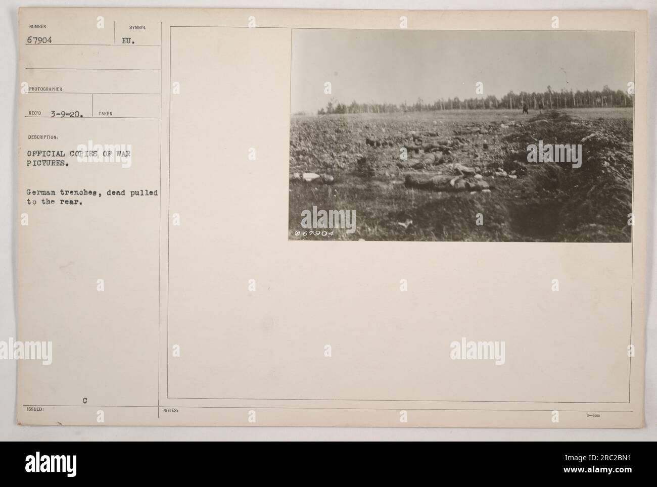 German trenches during World War One with dead soldiers in the ...