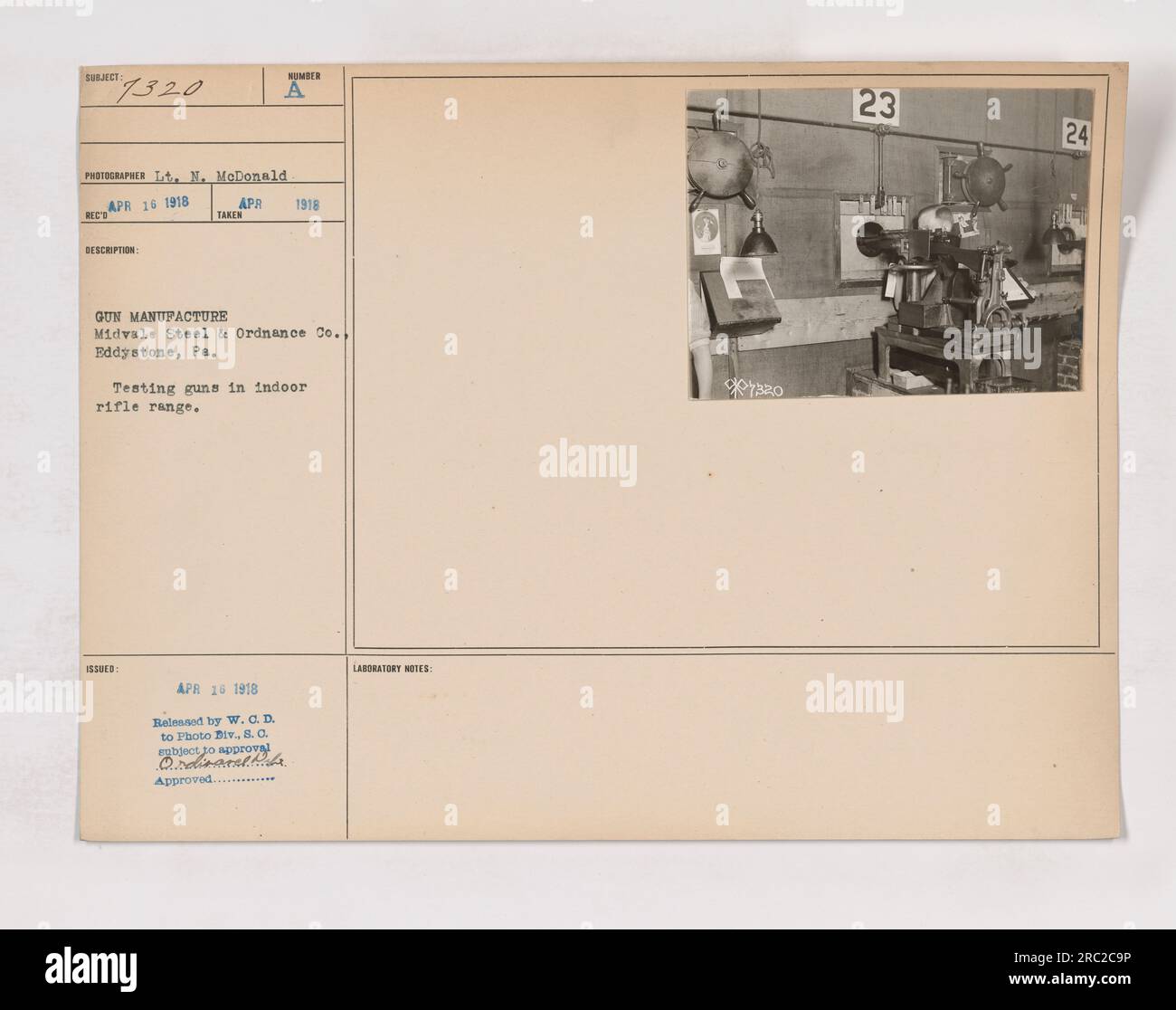 Gun testing at indoor rifle range by Midvale Steel & Ordnance Co ...