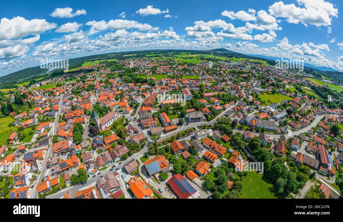 Aerial view to Peiting, a beautiful place in the upper bavarian region ...