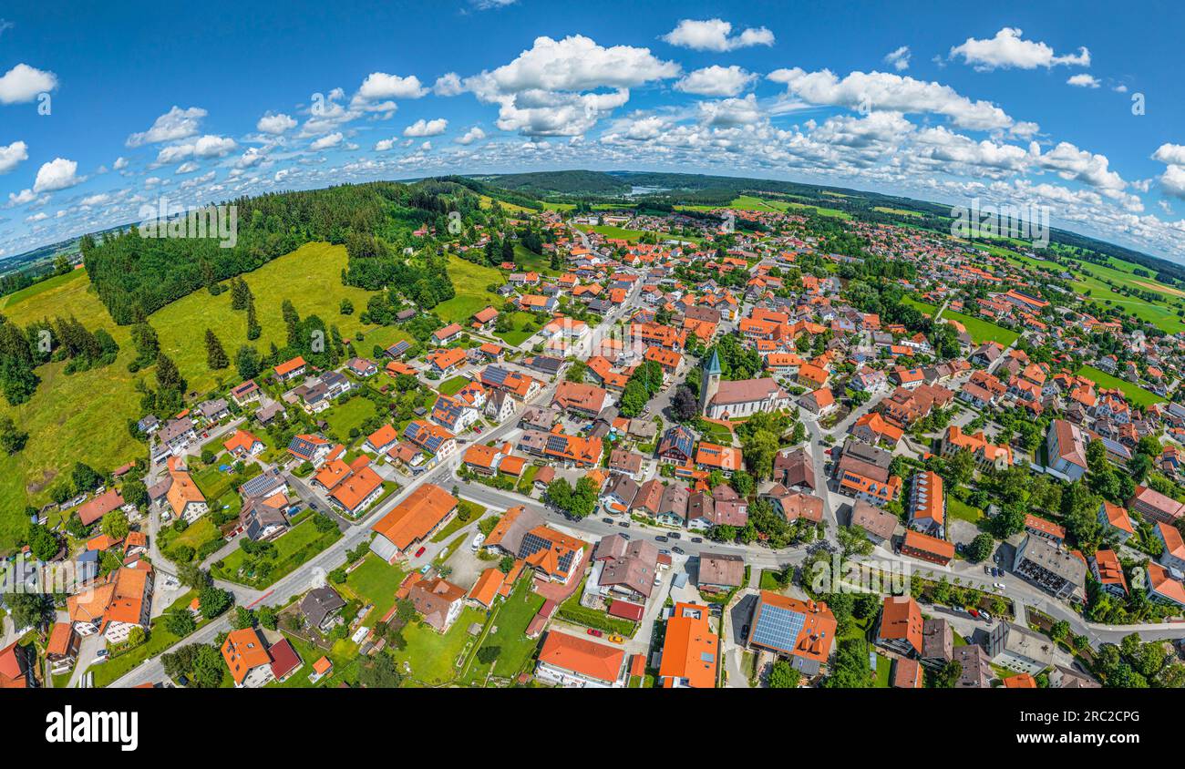 Aerial view to Peiting, a beautiful place in the upper bavarian region ...