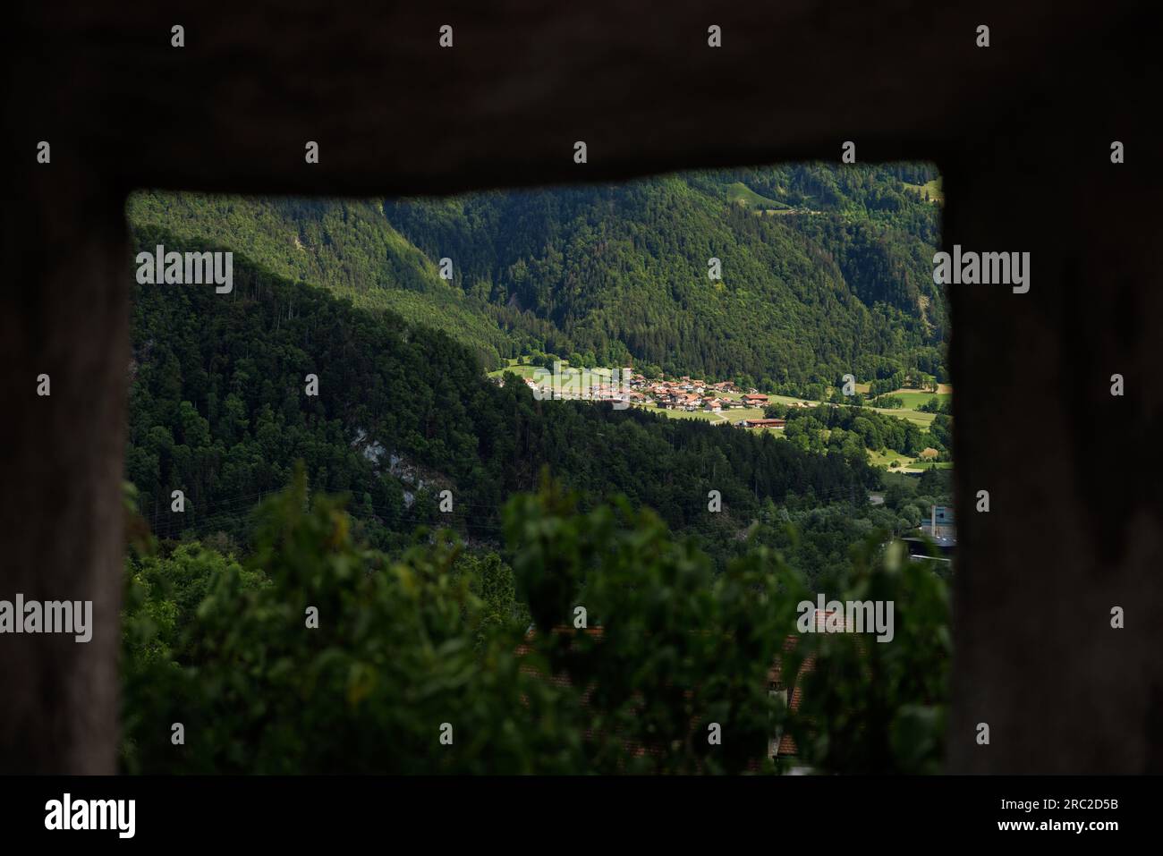view trough an window in Gruyeres, Fribourg Stock Photo - Alamy