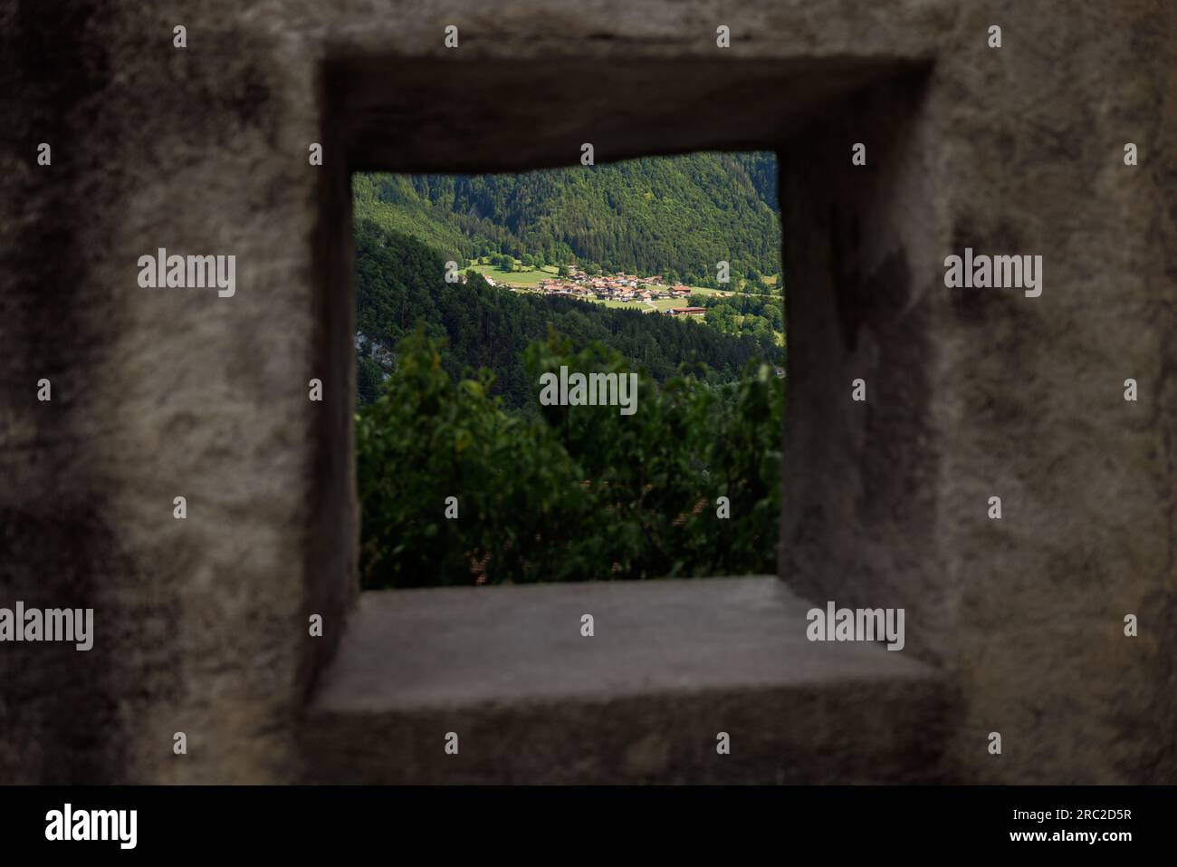 view trough an window in Gruyeres, Fribourg Stock Photo - Alamy