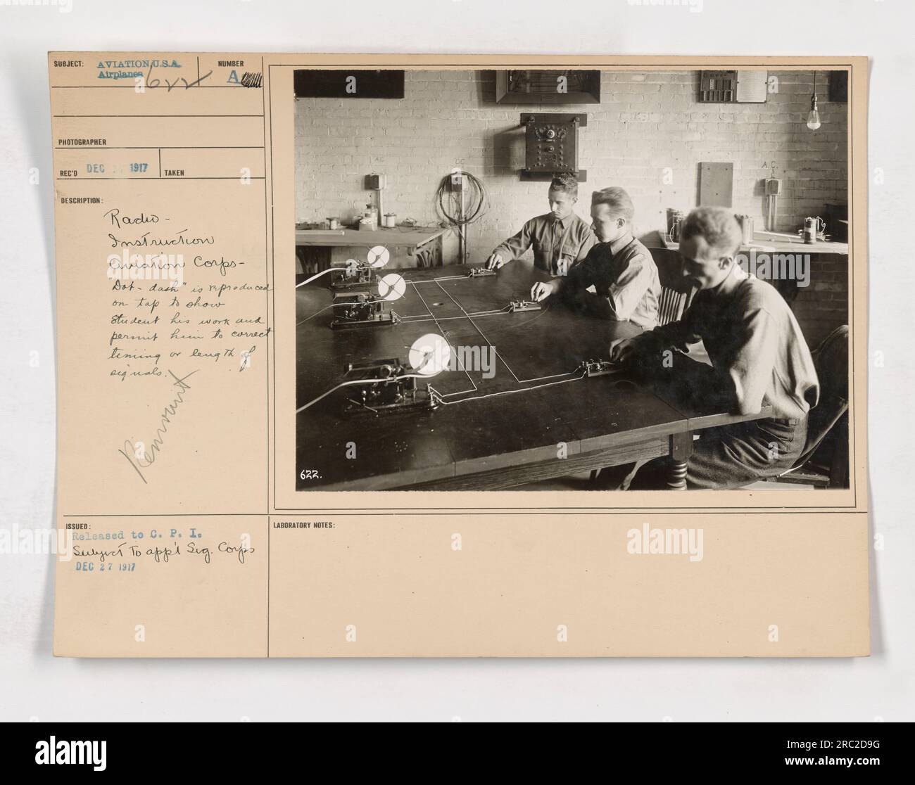 Image captured in 1917 showcases a training session on Morse code for ...