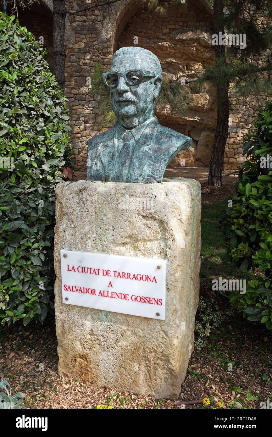 Salvador Allende Statue.(1908-1973)Tarragona Spain.President of Chile ...