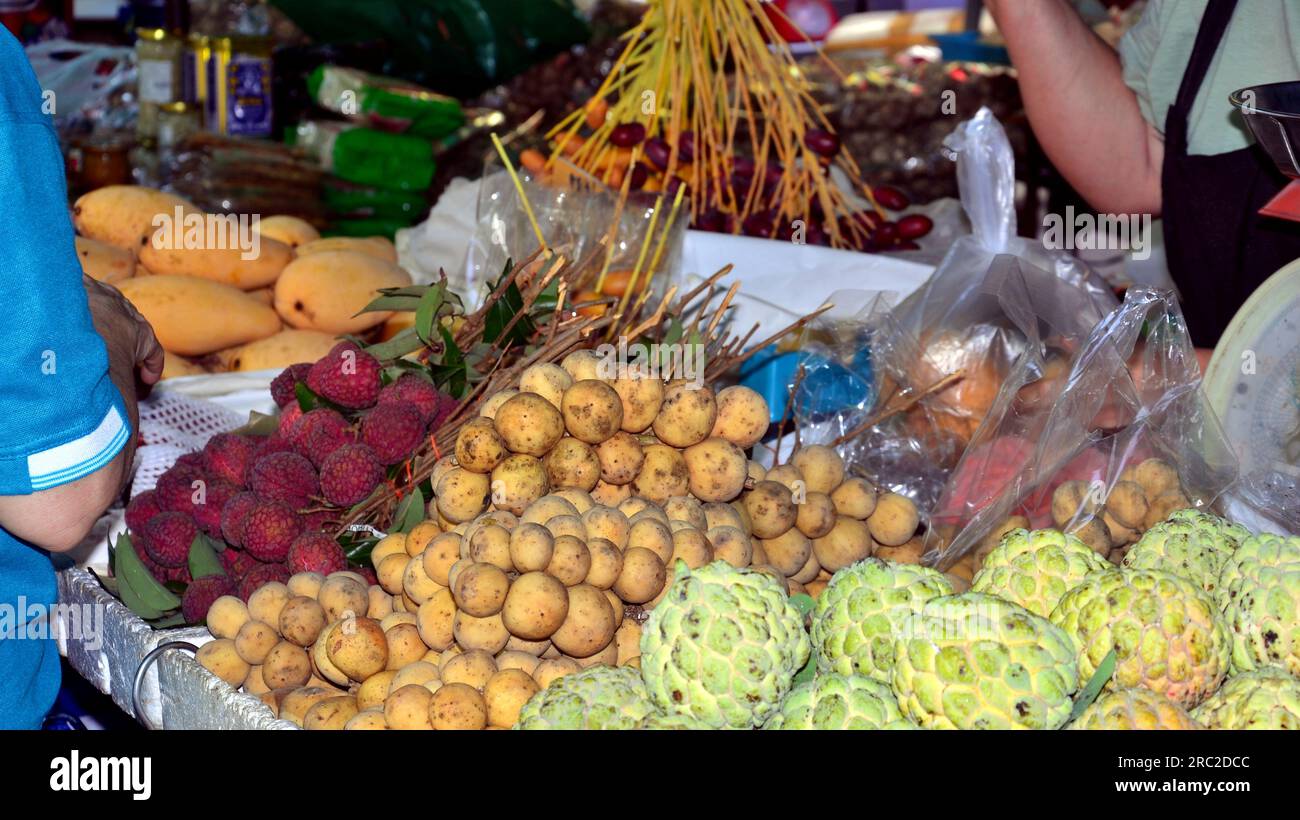 fruit stall in central Bangkok, Thailand, Southeast Asia Stock Photo ...