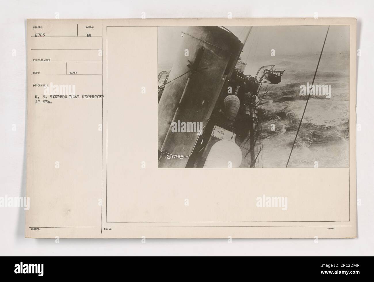 U.S. torpedo boat destroyer at sea. This photograph, assigned number ...