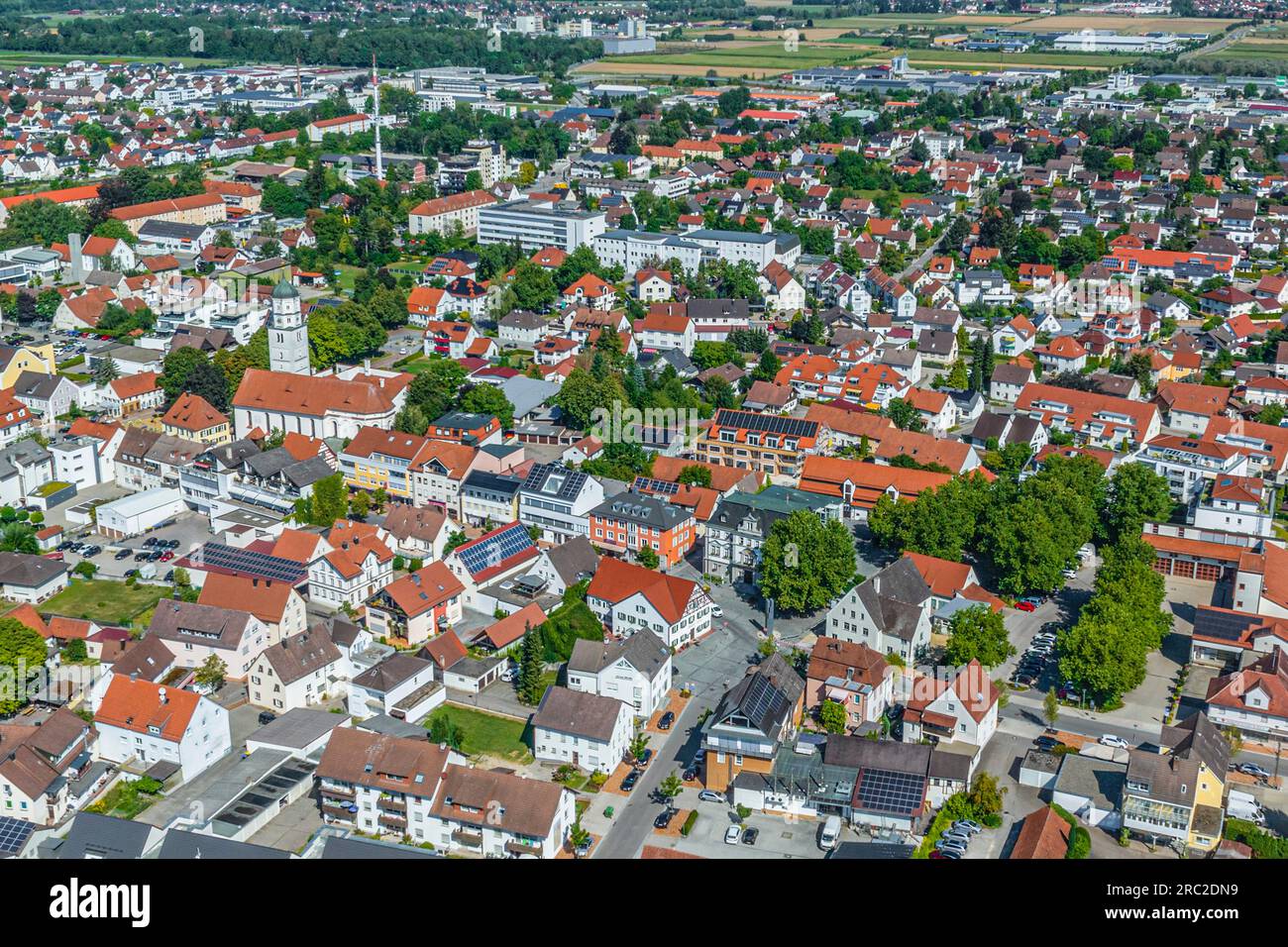 The little town Illertissen in the region Danube-Iller from above Stock ...