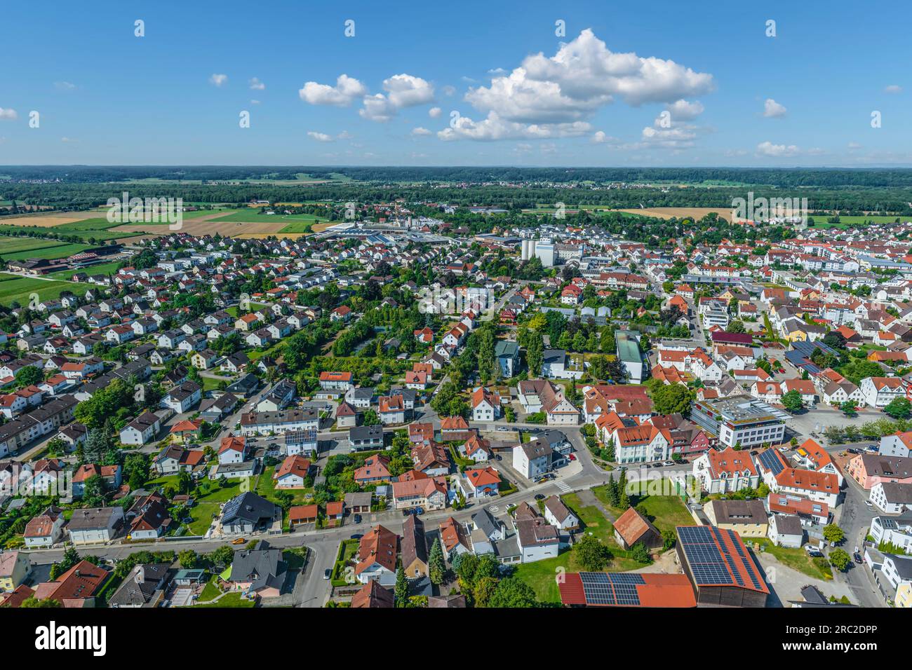 The little town Illertissen in the region Danube-Iller from above Stock ...