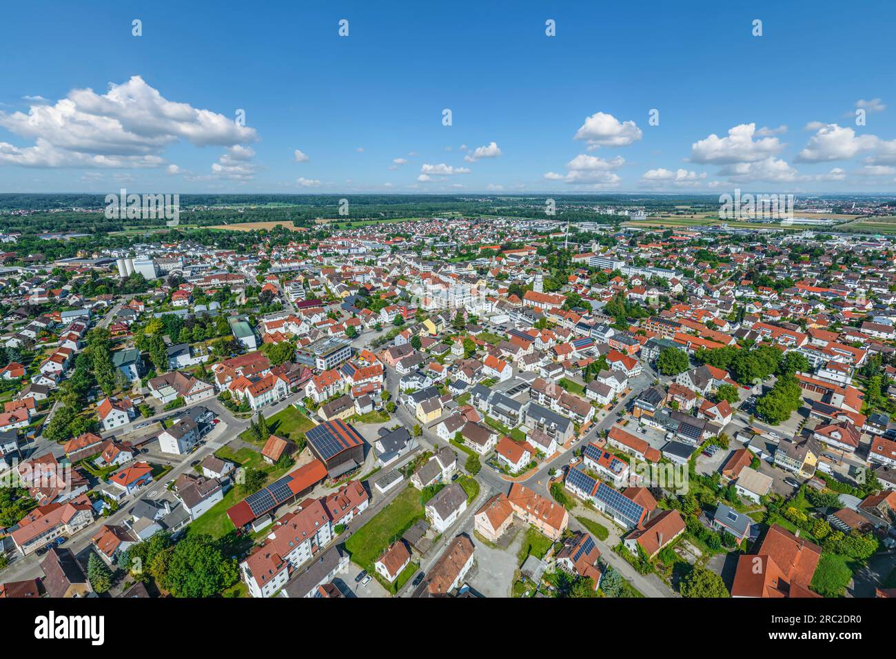 The little town Illertissen in the region Danube-Iller from above Stock ...