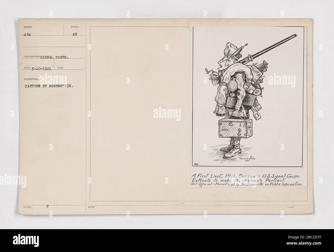 Photograph depicting a cartoon created by 1st Lt. Boernstein of the ...