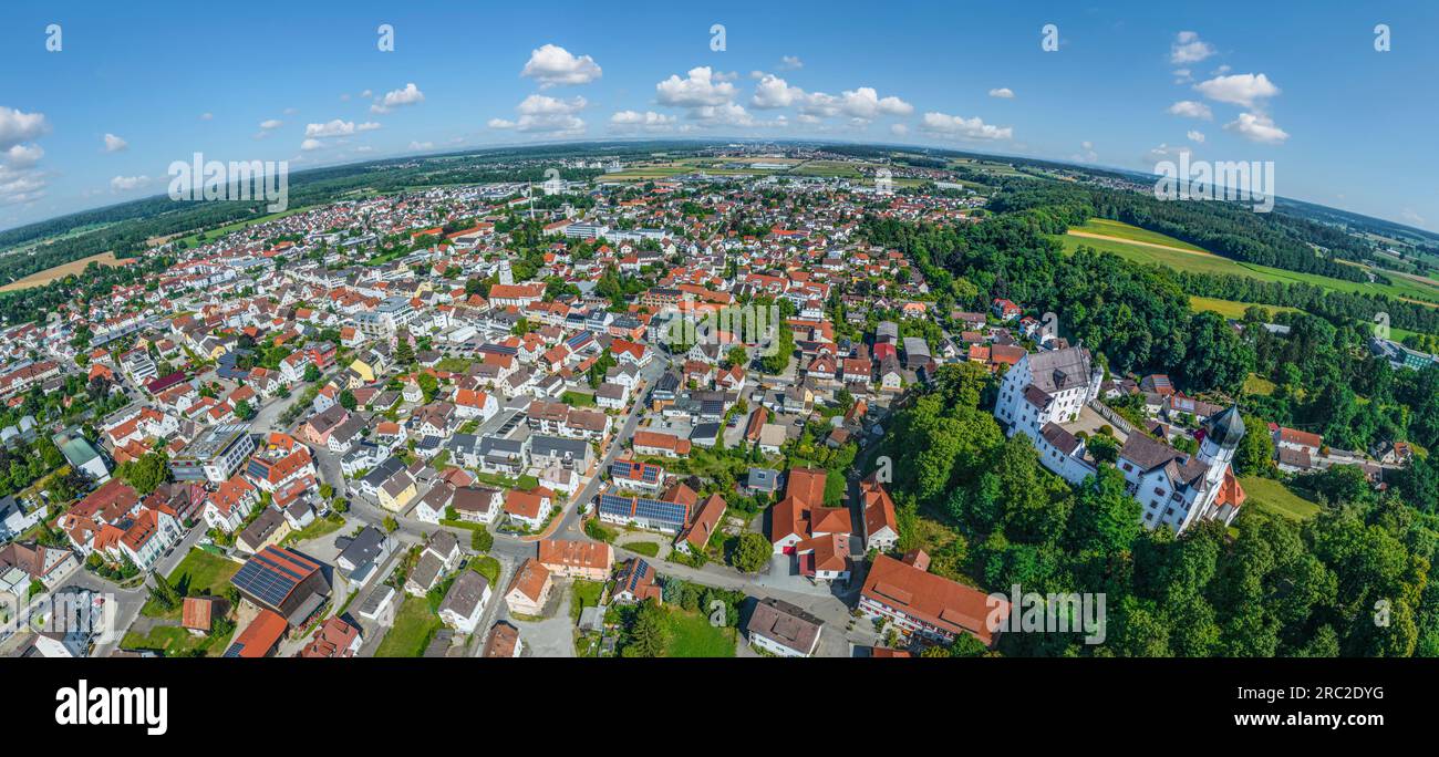 The little town Illertissen in the region Danube-Iller from above Stock ...