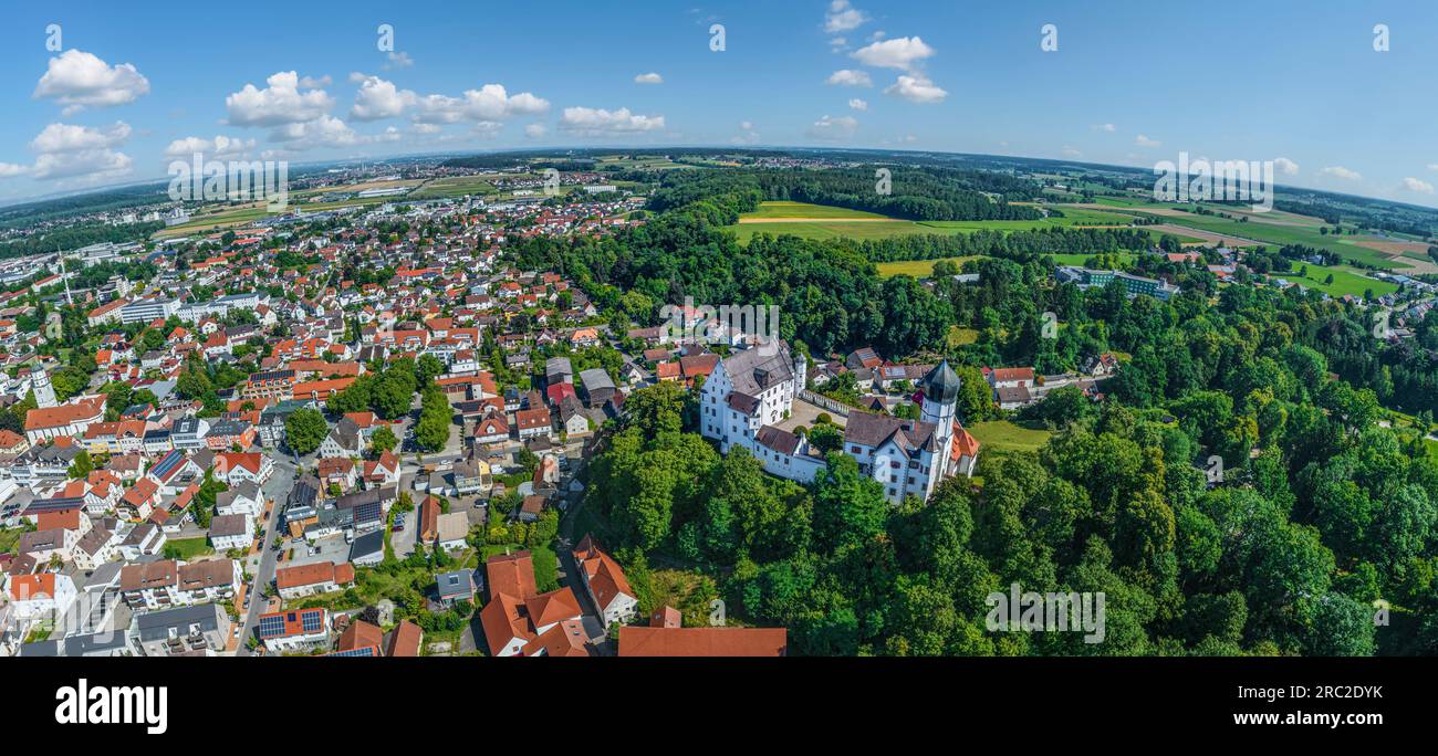 The little town Illertissen in the region Danube-Iller from above Stock ...