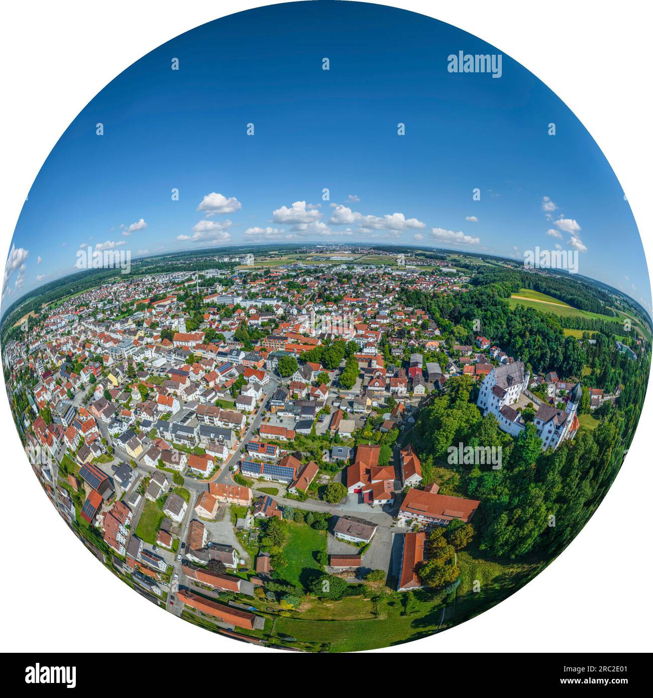 The little town Illertissen in the region Danube-Iller from above Stock ...