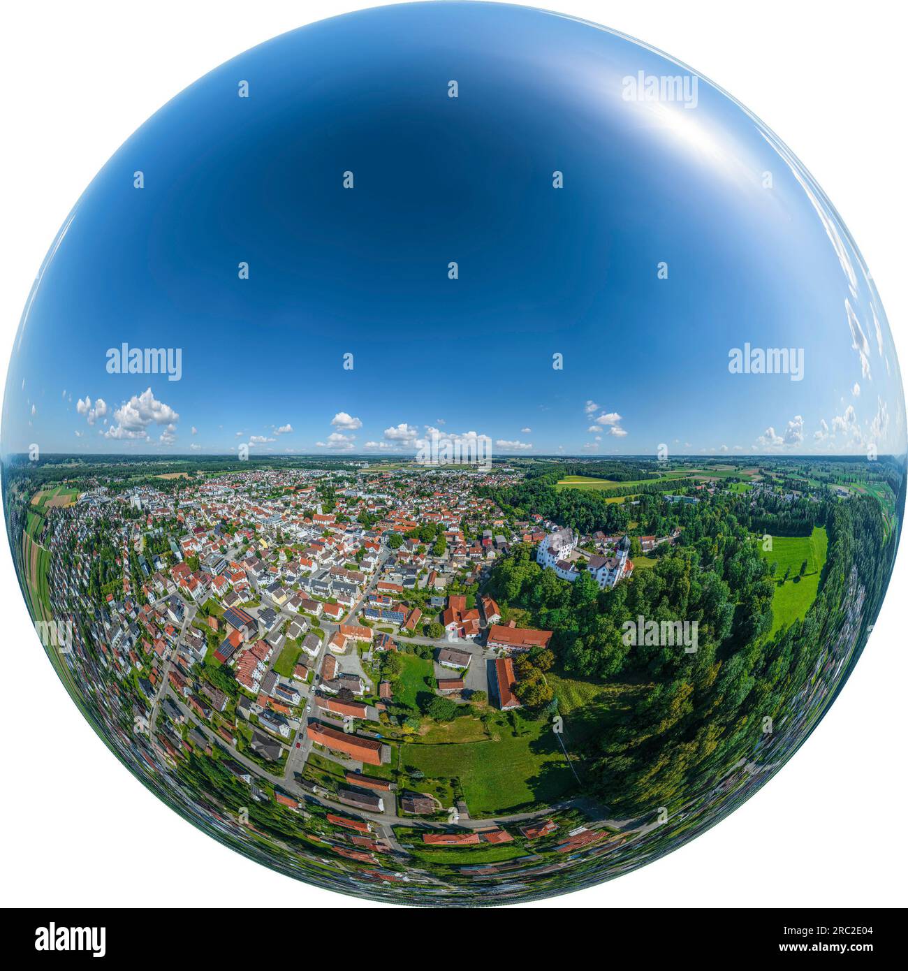 The little town Illertissen in the region Danube-Iller from above Stock ...
