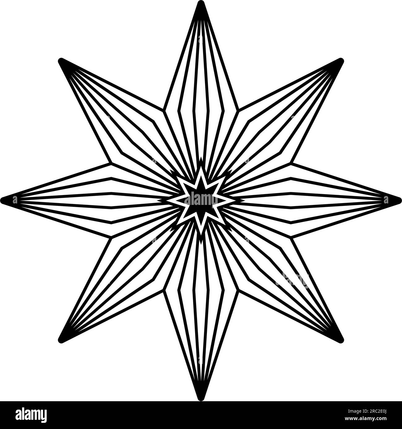 Christmas Star abstract outline vector in Black. Isolated Background ...