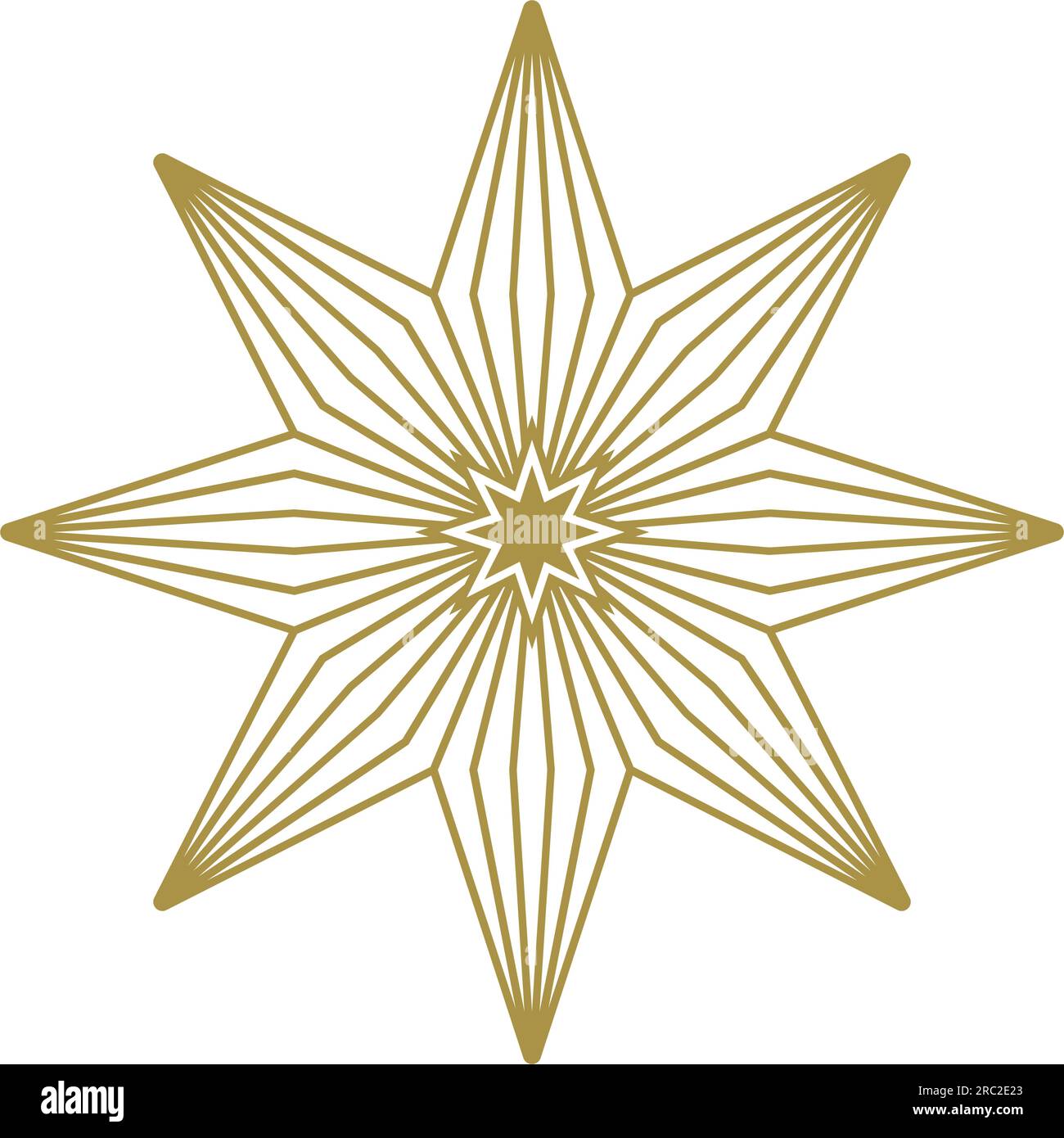 Christmas Star abstract outline vector in Gold. Isolated Background ...