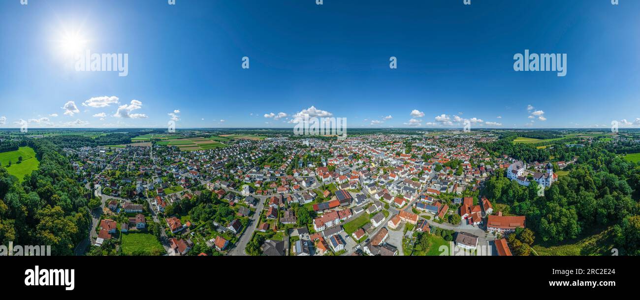 The little town Illertissen in the region Danube-Iller from above Stock ...