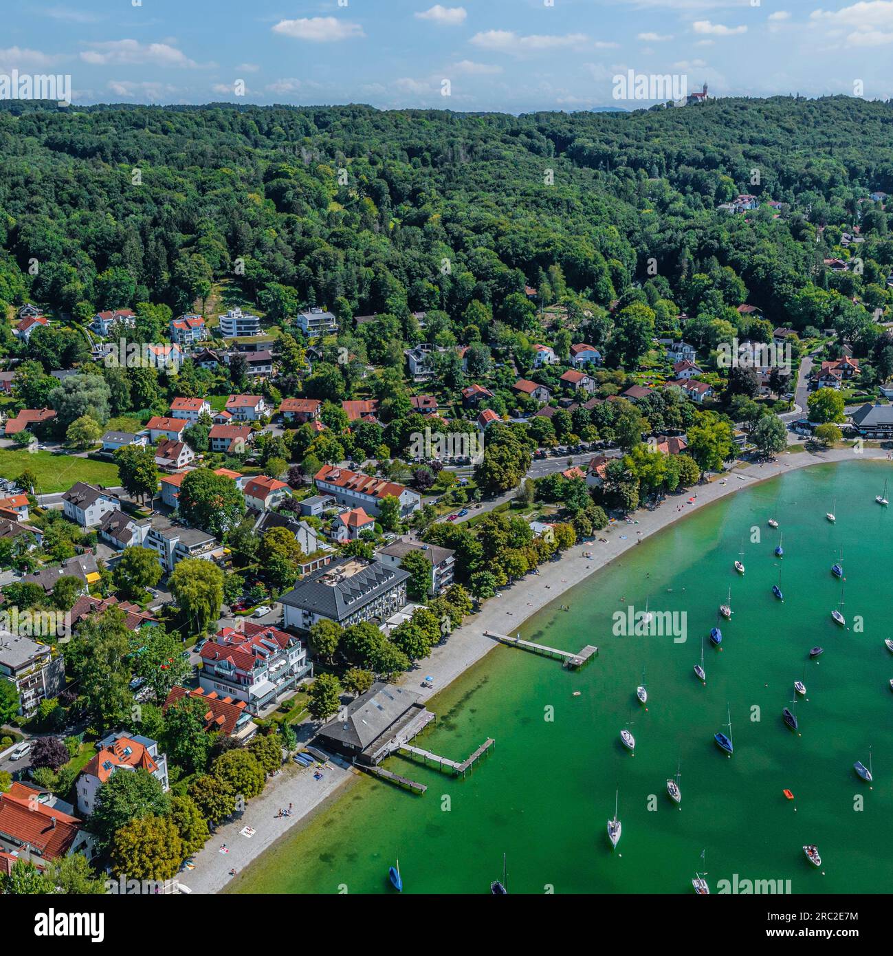 Herrsching on Ammersee in Upper Bavaria from above Stock Photo - Alamy