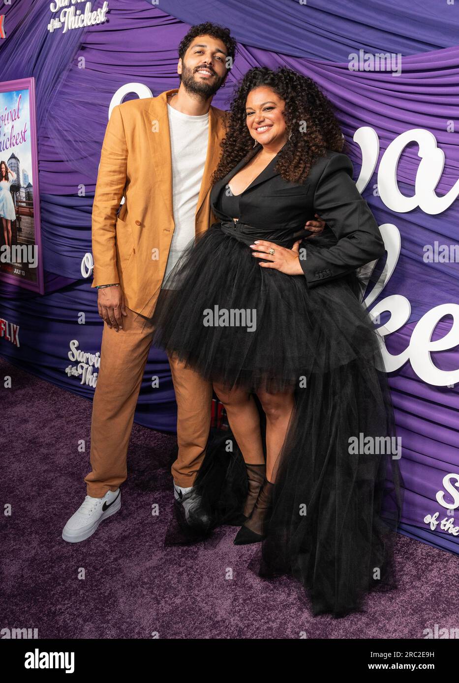 New York, USA. 11th July, 2023. Marouane Zotti and Michelle Buteau attend New York premiere of ...