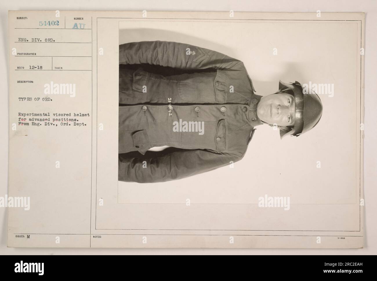 Experimental visored helmet for advanced positions, used by the ...