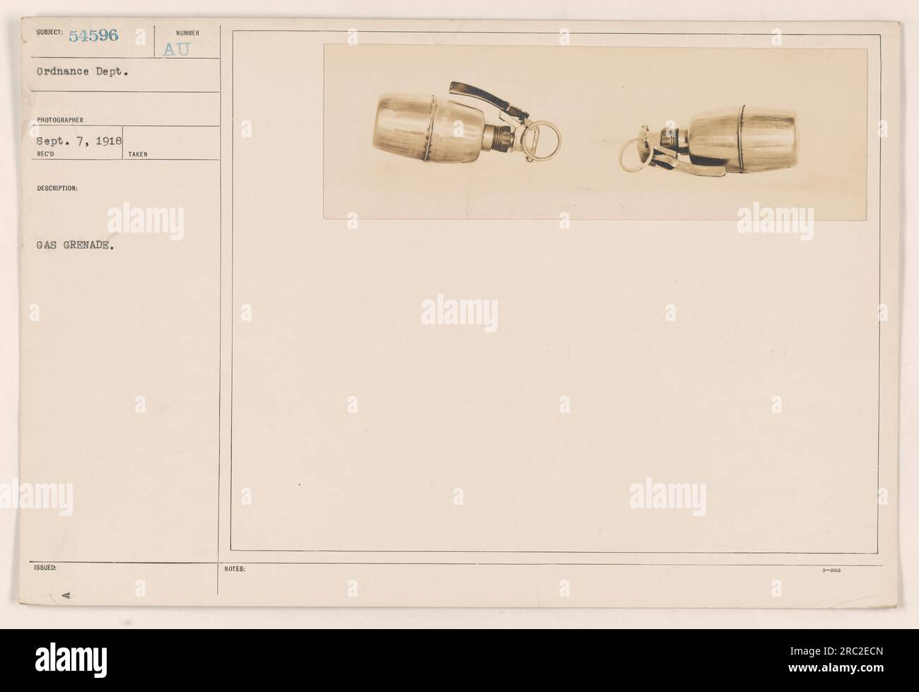 Image showing a gas grenade being issued during World War One. The ...