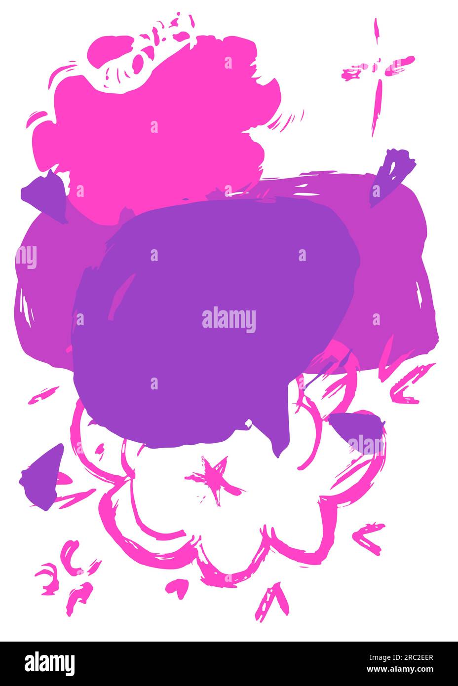 Abstract urban painting style purple, pink graffiti speech bubble ...