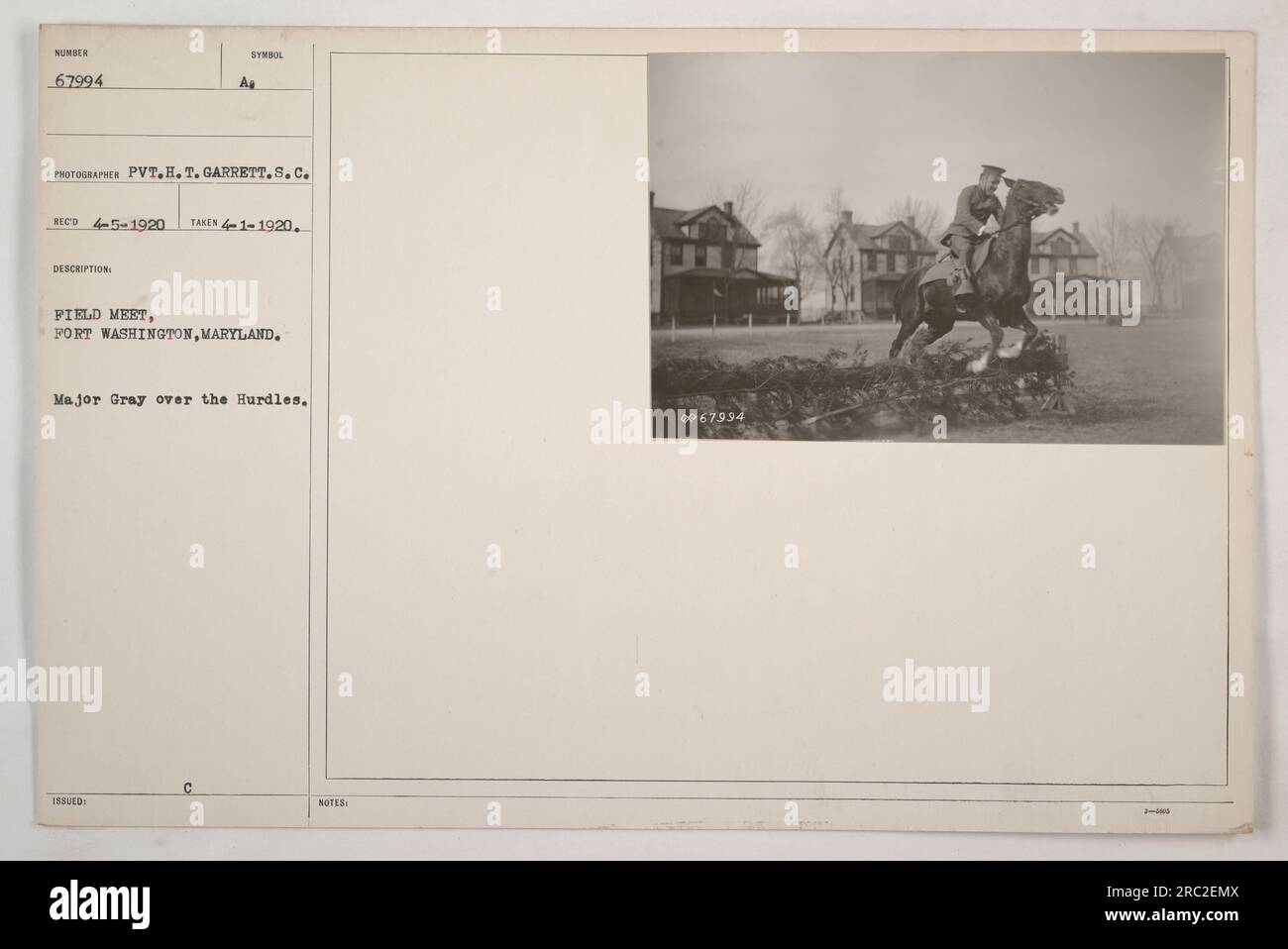 Major Gray participating in a field meet at Fort Washington, Maryland ...