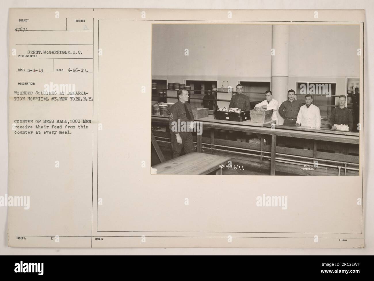 Wounded soldiers receiving food at Debarkation Hospital #3 in New York ...