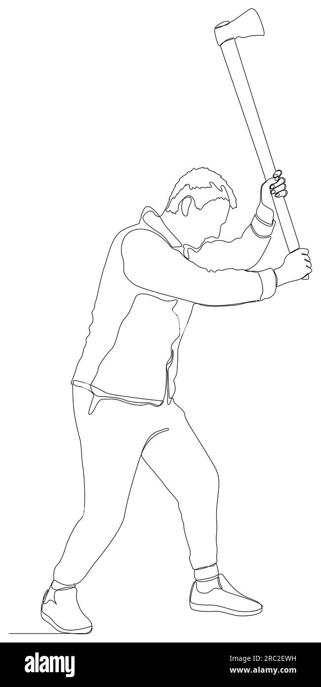 One continuous line of a Lumberjack. Thin Line Illustration vector ...