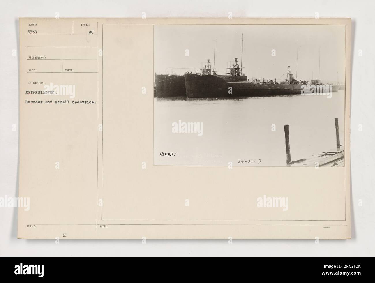 Caption: USS McCall (DD-28) undergoing shipbuilding process. This ...