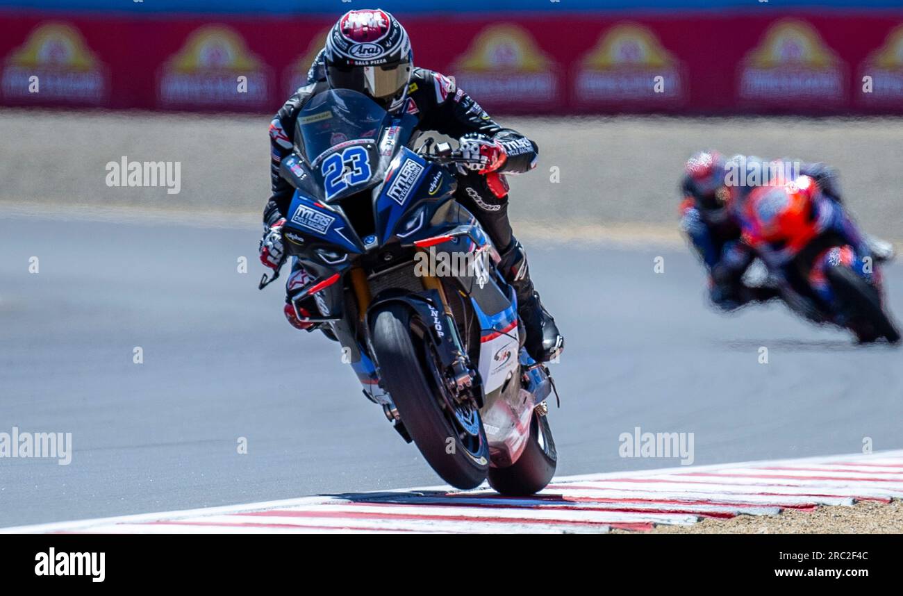 July 09 2023 Monterey, CA, U.S.A Corey Alexander(23)coming into turn 4 ...