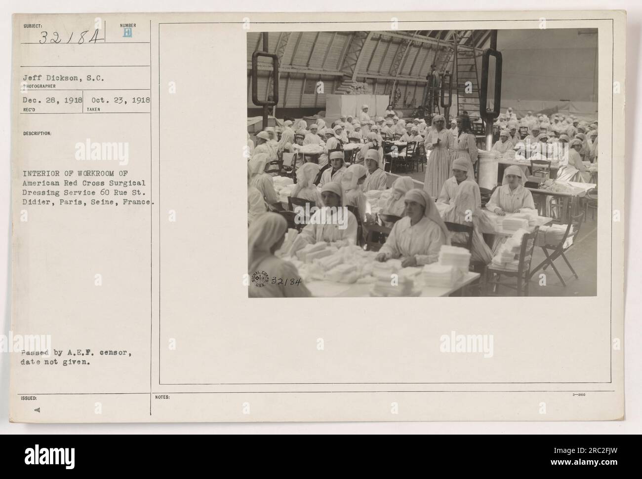 Interior of a workroom at the American Red Cross Surgical Dressing ...