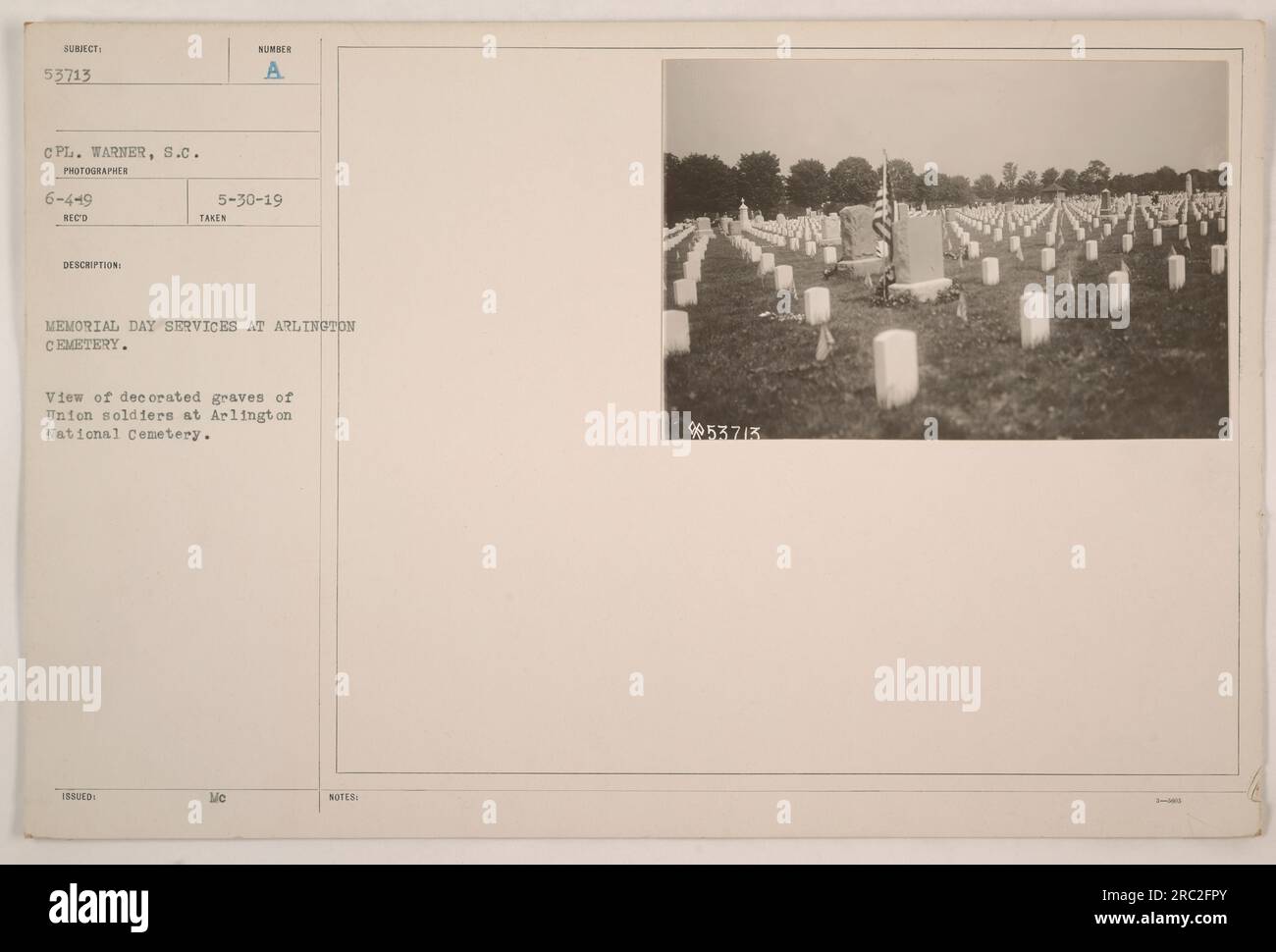 Decorated graves of Union soldiers at Arlington National Cemetery ...
