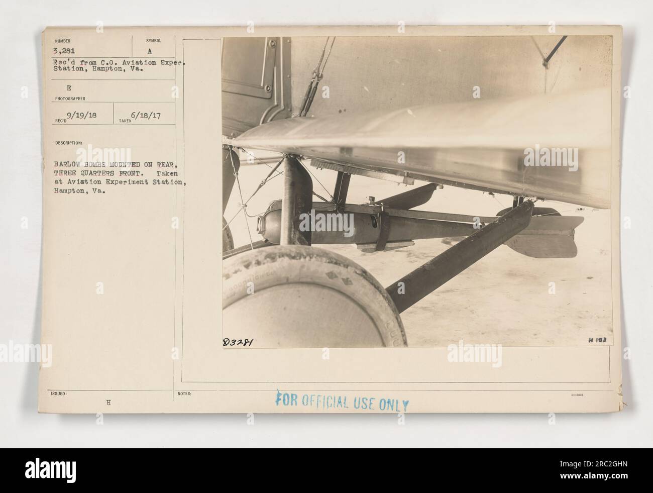 Aerial bomb position being tested at Aviation Experiment Station in ...