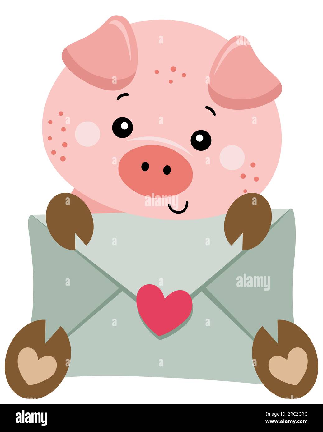 Cute pig holding a letter envelope Stock Photo - Alamy
