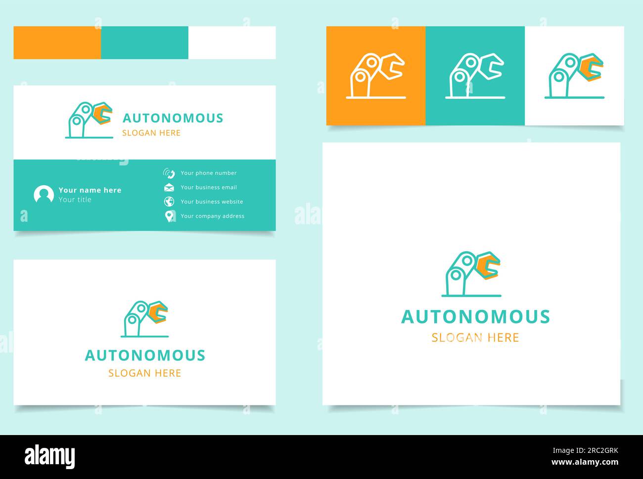 Autonomous logo design with editable slogan. Branding book and business ...