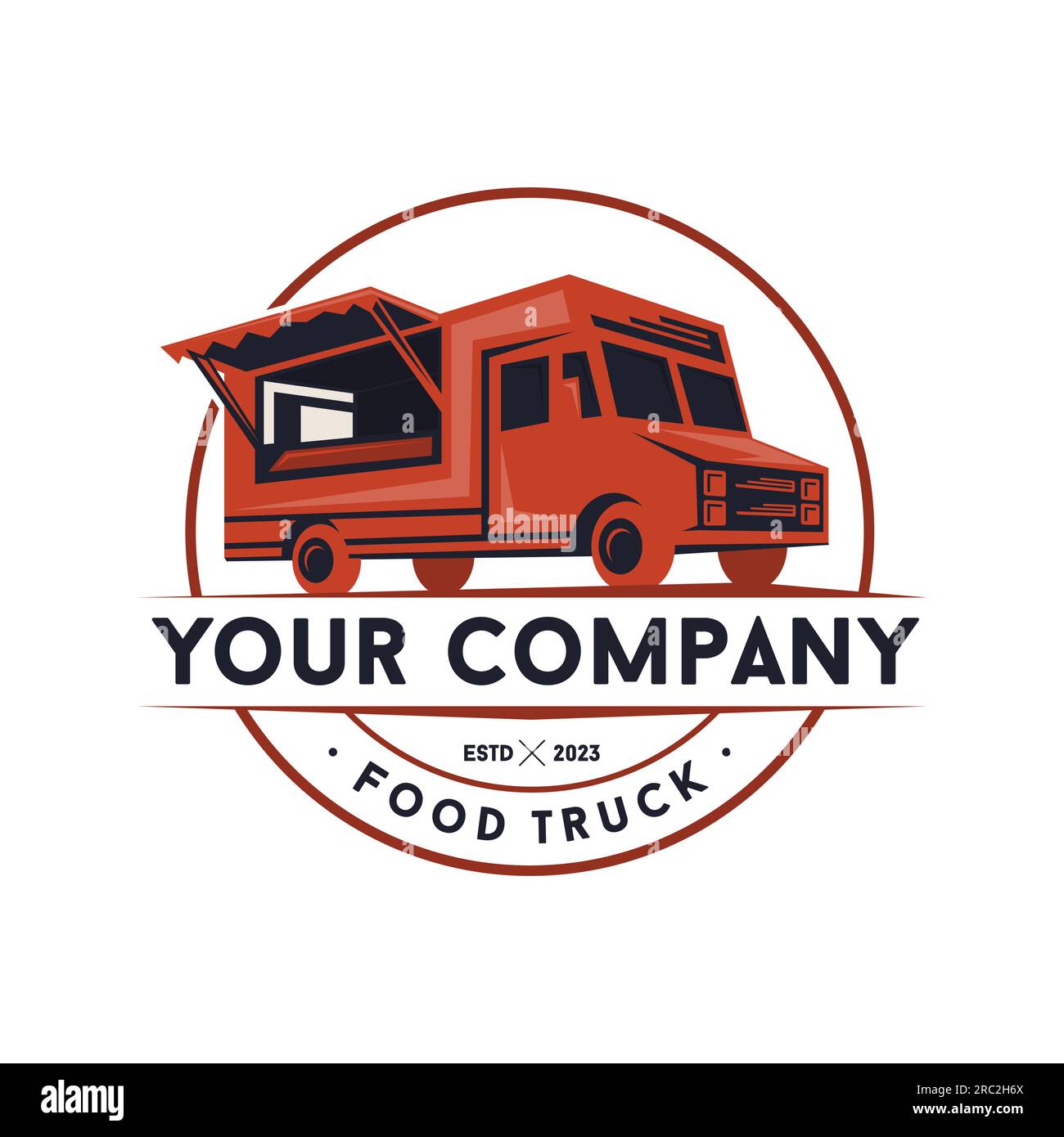 Round logo of Food Truck vector template retro look. Vector ...