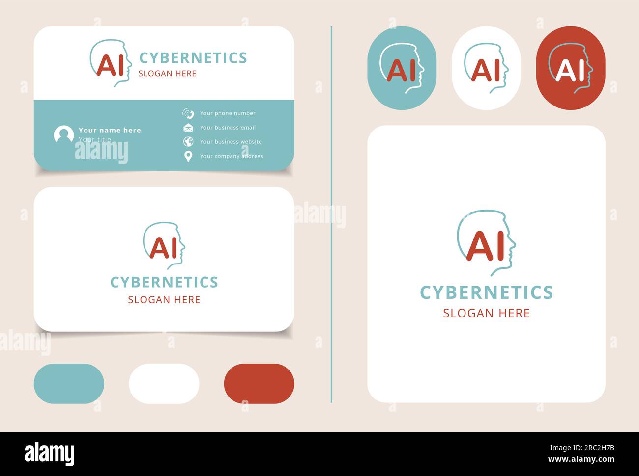 Cybernetics logo design with editable slogan. Branding book and ...
